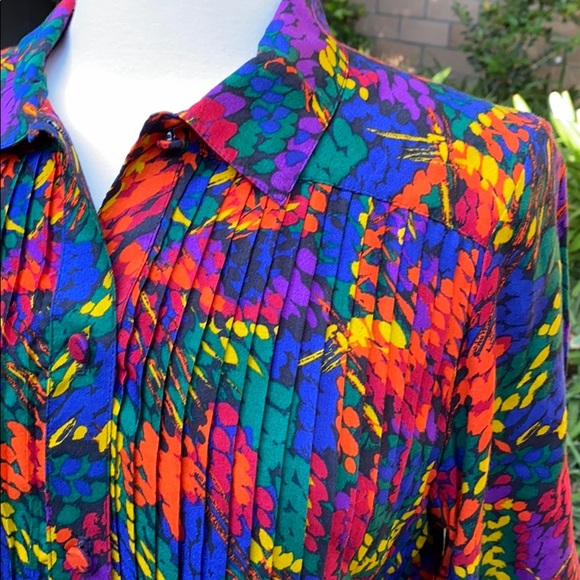 Peter Popovich | Tops | Vintage Peter Popovich Rayon Pleated Top | Poshmark